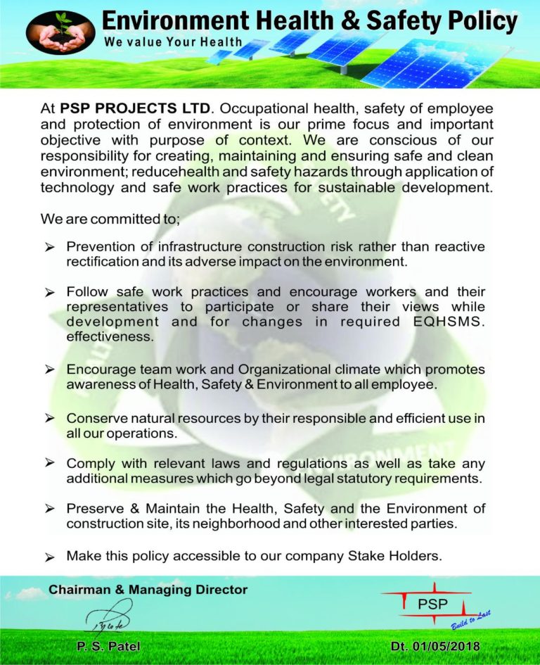 EHS Policy - PSP Projects